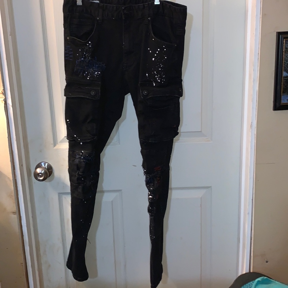 Smoke Rise Destressed And Paint Splotched Pants. Size… - Gem